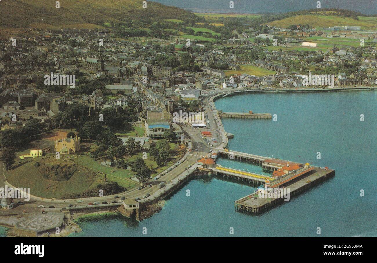 Vintage aerial postcard of Dunoon, Scotland 1960s Stock Photo - Alamy