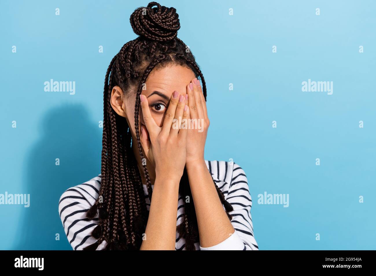 African american woman hands over face hi-res stock photography and ...