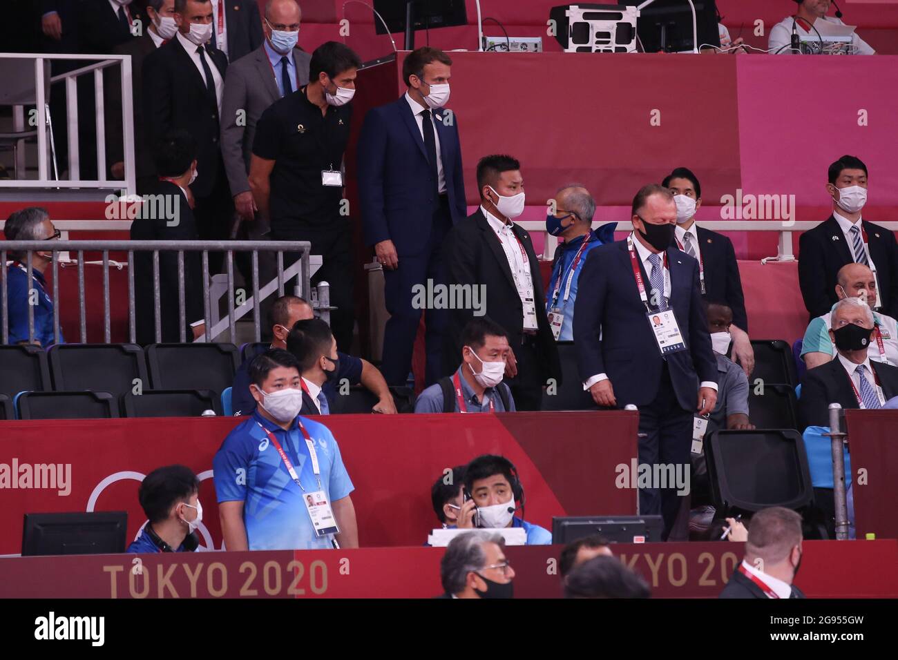 TOKYO - JULY 24 : President of France Emmanuel MACRON pays a visit to ...