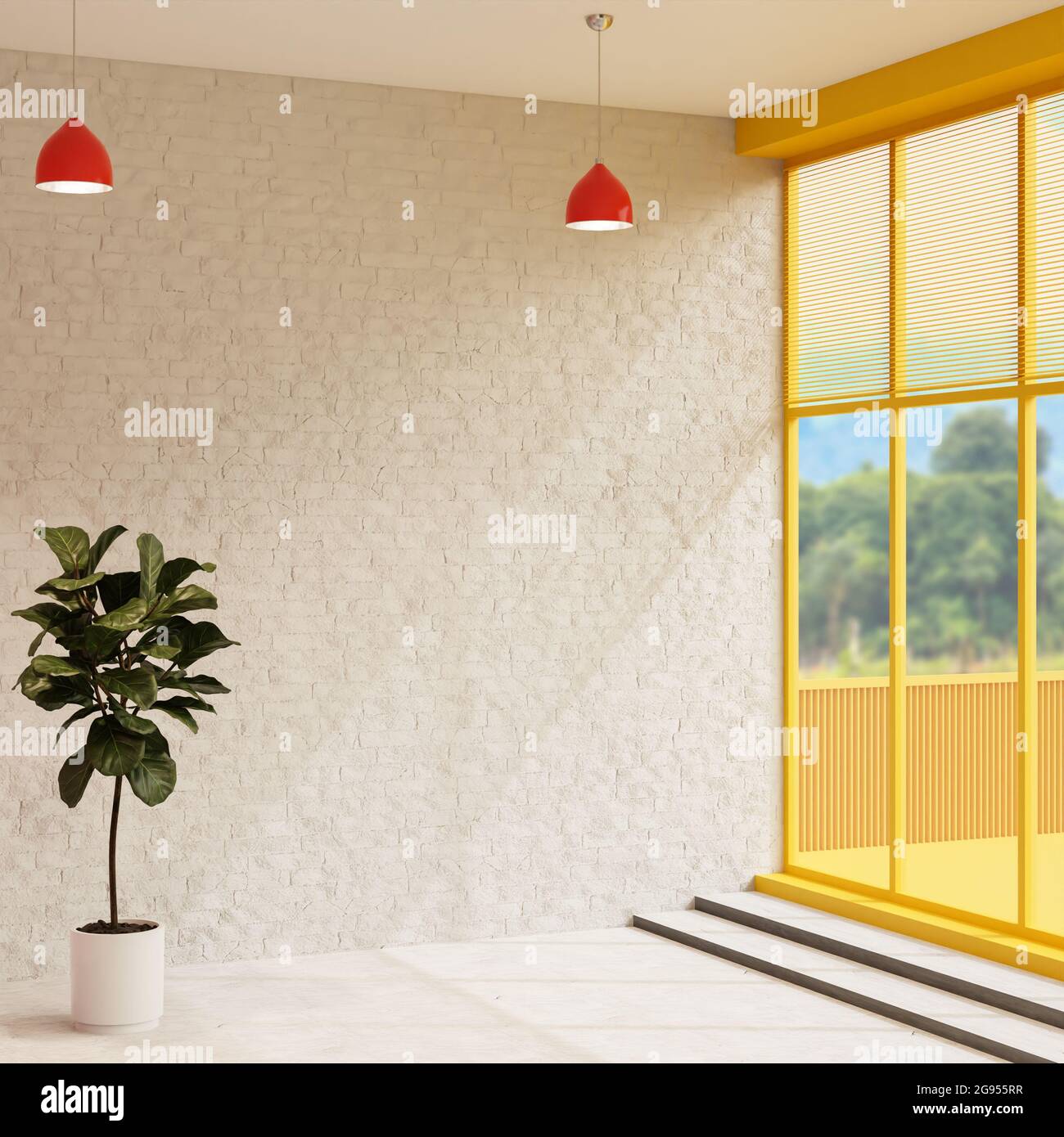 Vector Mockup Of Empty Room Minimalist Interior Stock
