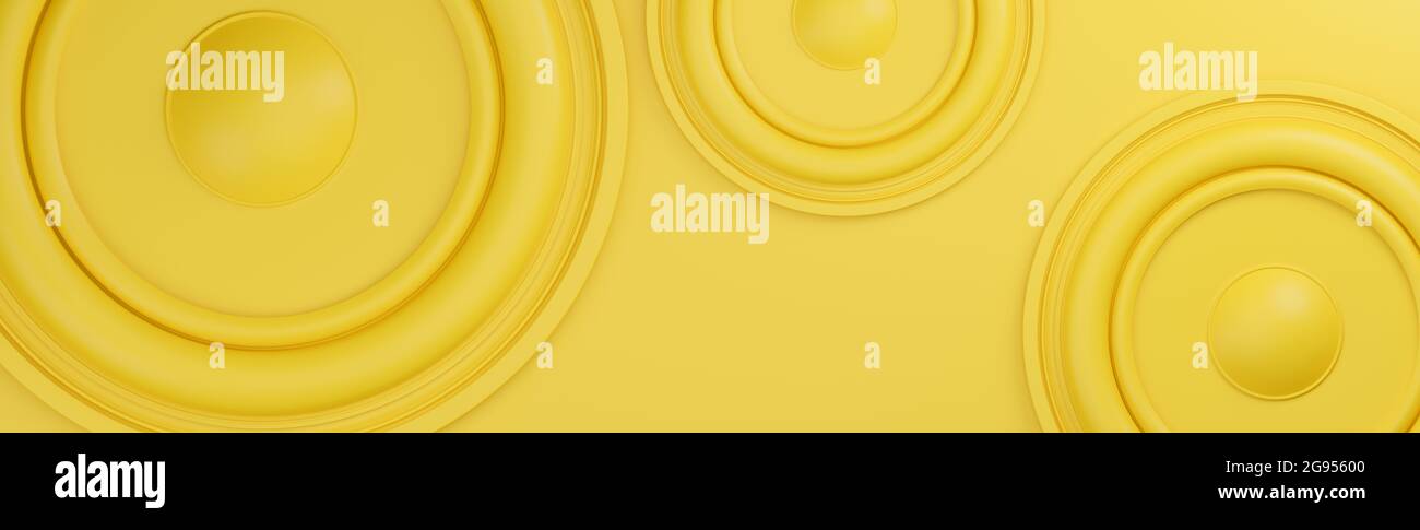 Many yellow speaker loudspeaker on yellow background.,3d model and ...