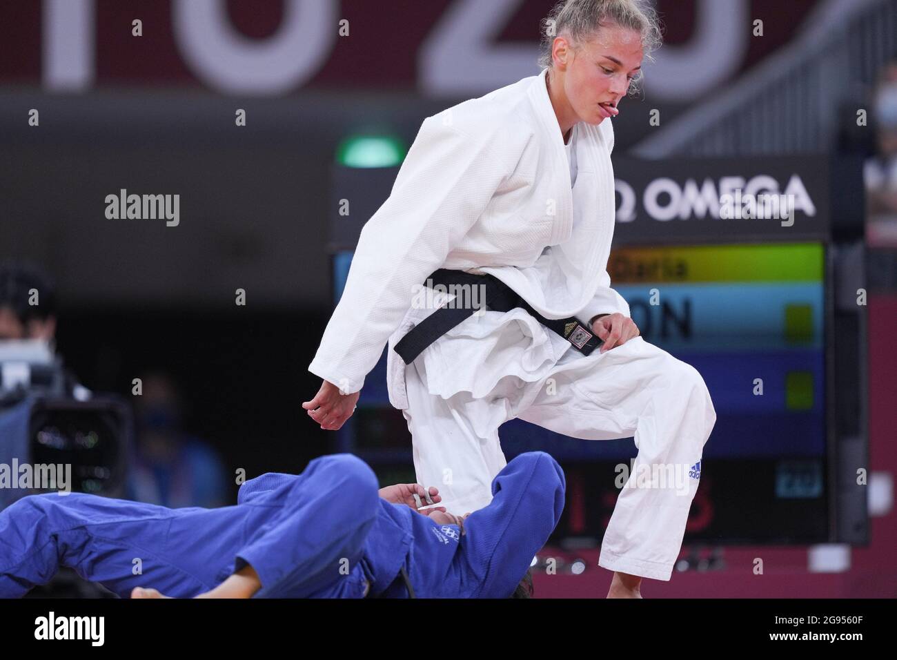 Tokyo, Japan. 24th July, 2021. Daria Bilodid (R) of Ukraine competes ...