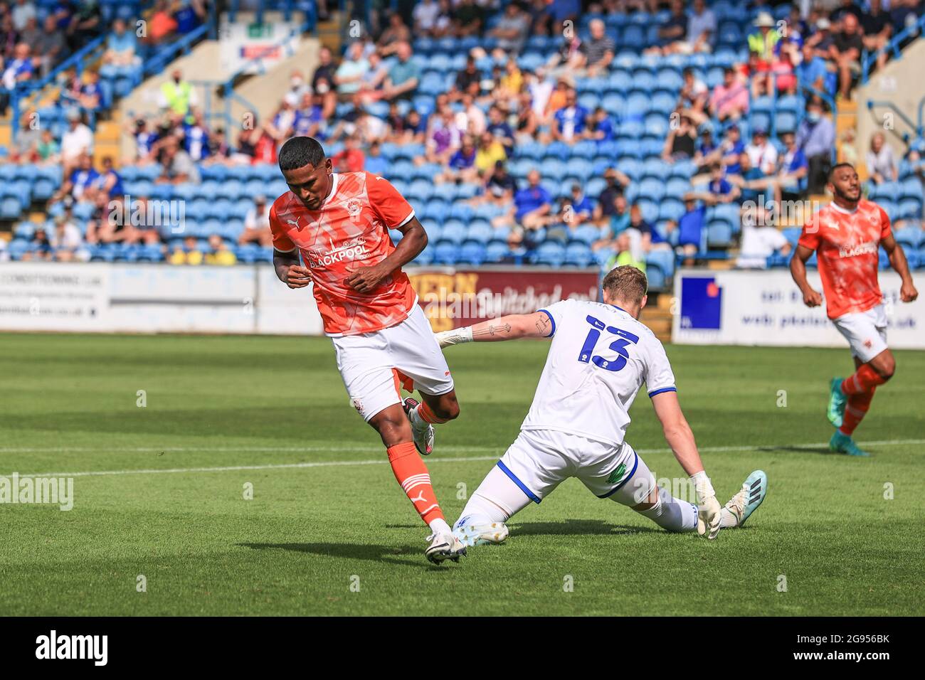 Carlisle, UK. 24th July, 2021. Demetri Mitchell of Blackpool celebrates ...