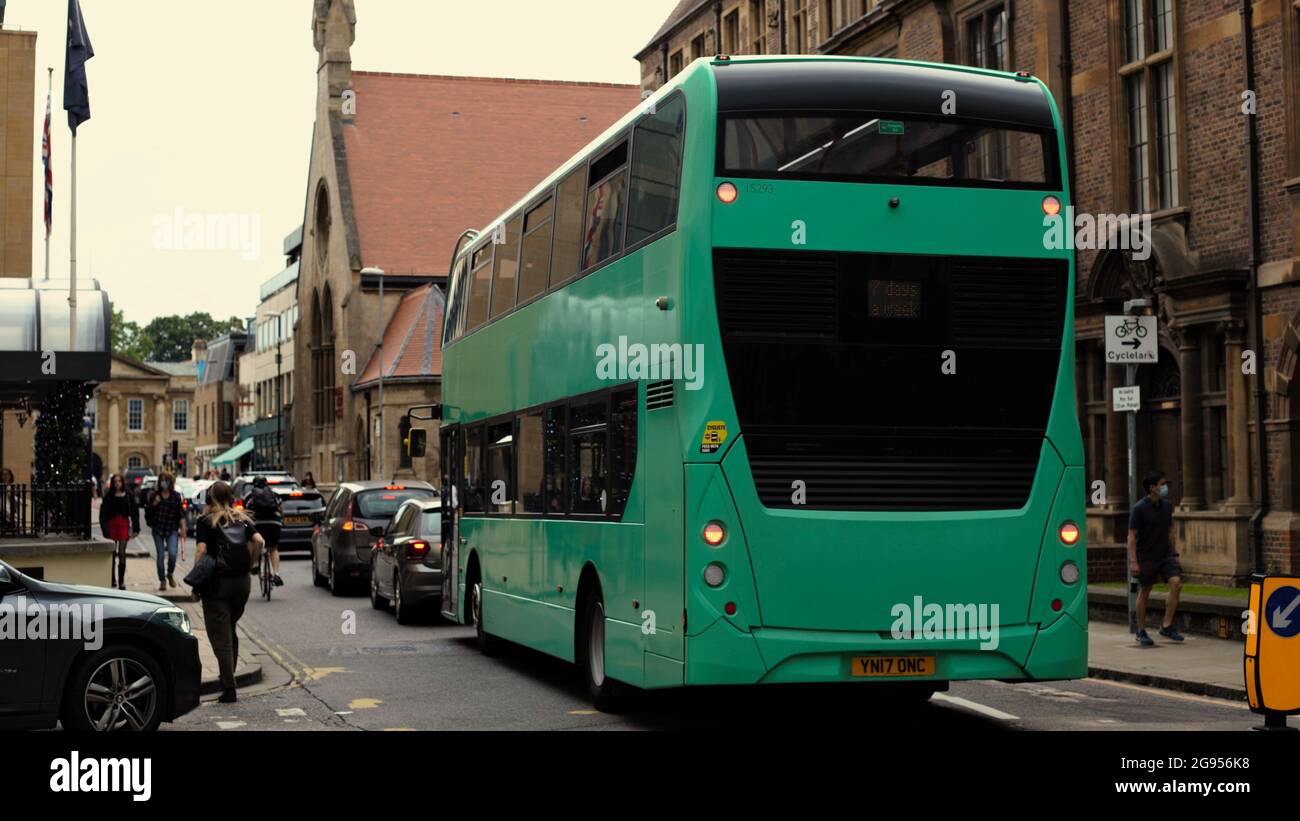 Transport concept - Bus Travel on a Cambridge City Street, July 2021 ...