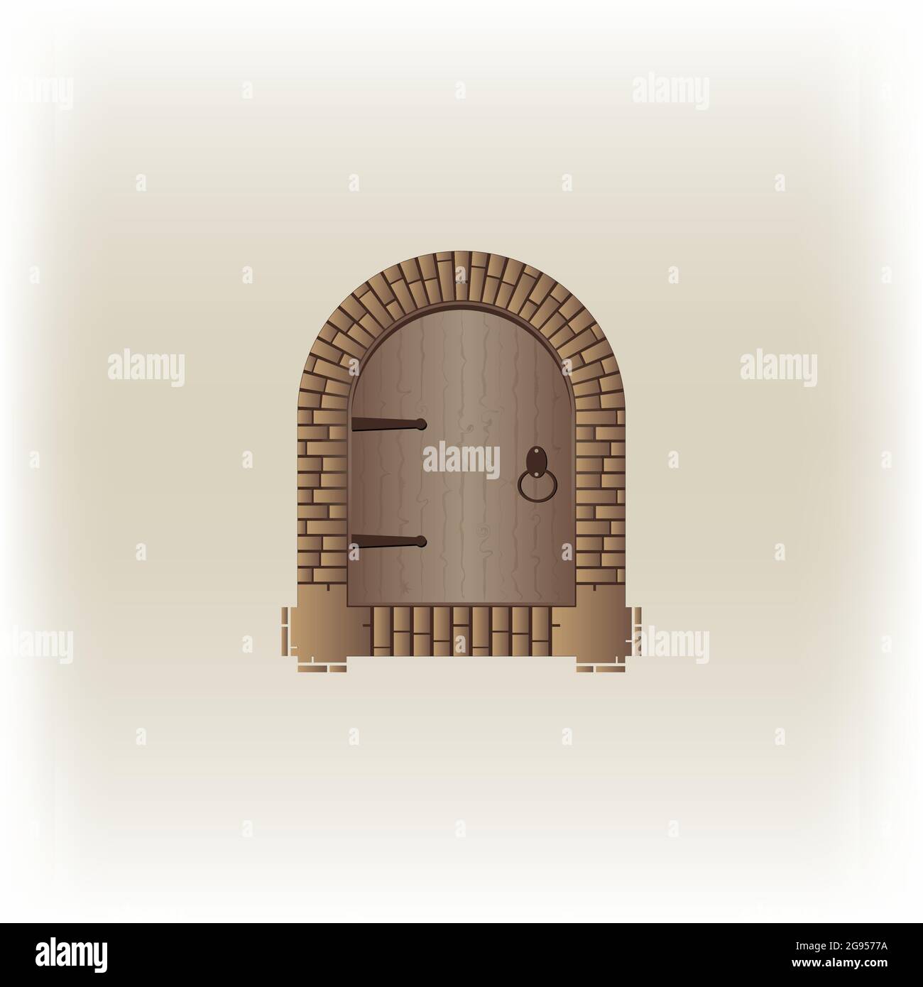 Old Wooden Arch Window, Closed window, Made of Wooden Planks with Iron ...