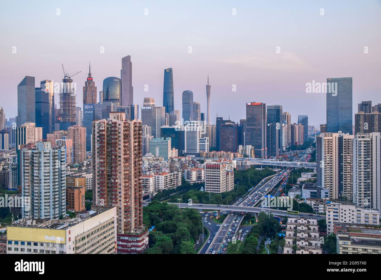 Guangzhou,China July 23,2021. Guangzhou Tianhe CBD, Aerial photography ...