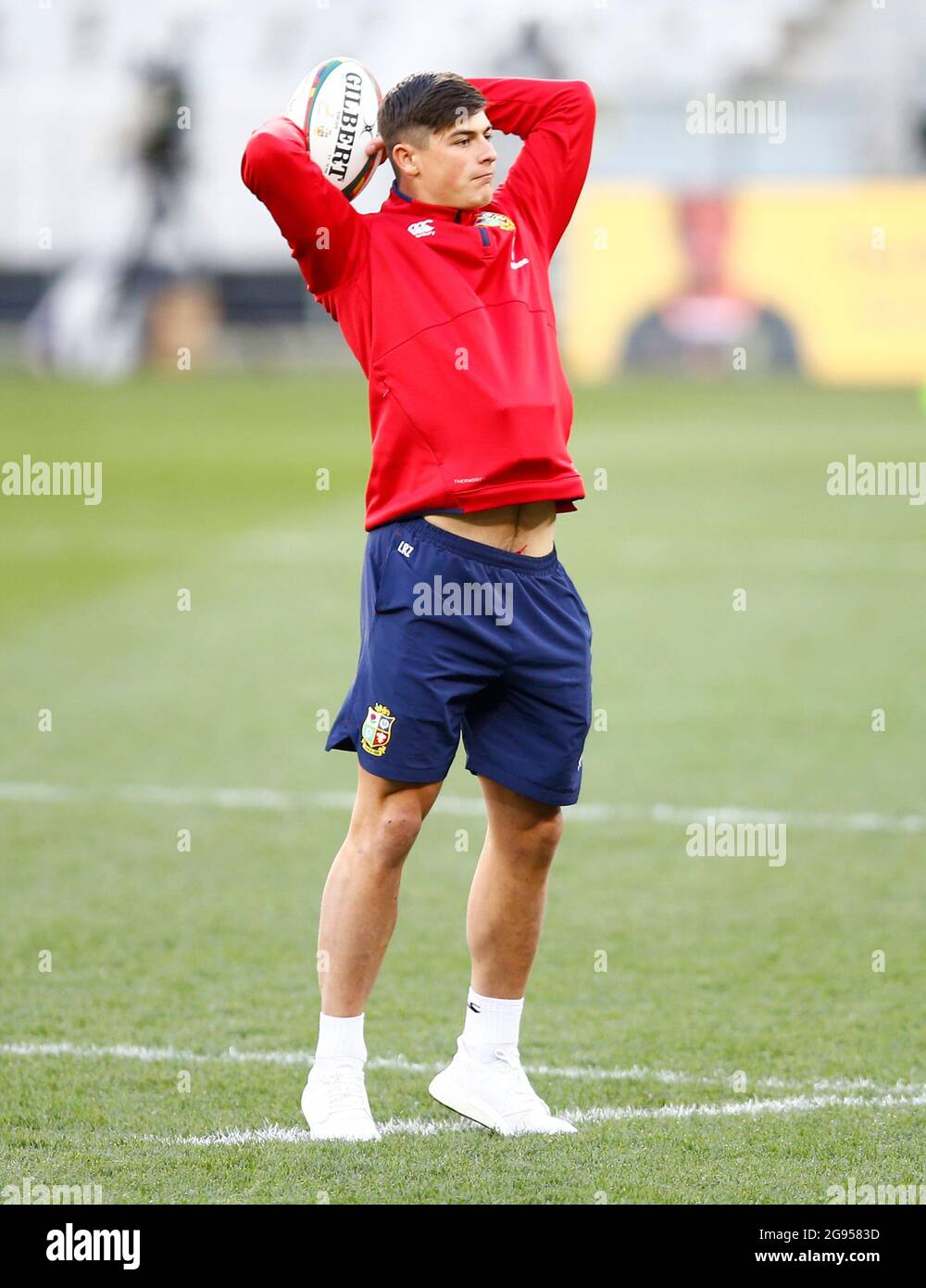 Louis Rees-Zammit of The British and Irish Lions ahead of the Castle ...