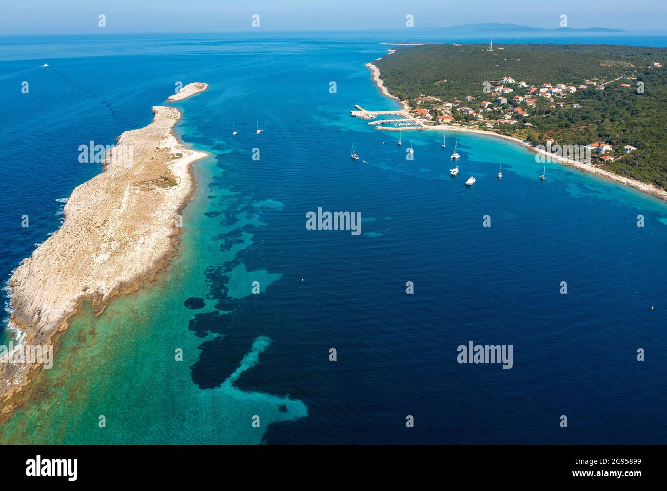 Aerial view of Premuda island, the Adriatic Sea in Croatia Stock Photo ...
