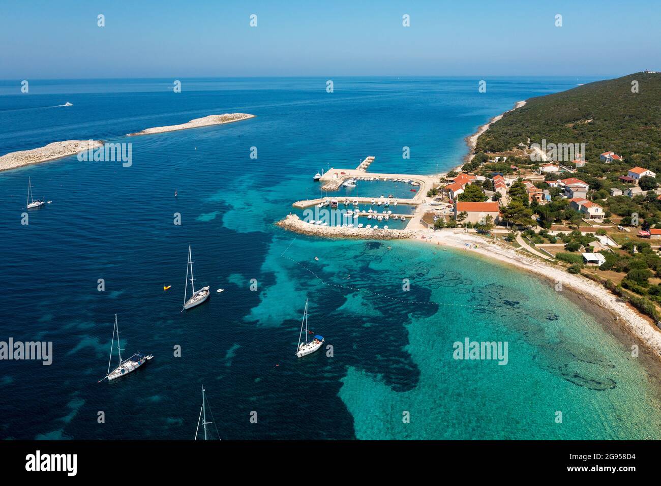 Aerial view of Premuda island, the Adriatic Sea in Croatia Stock Photo ...