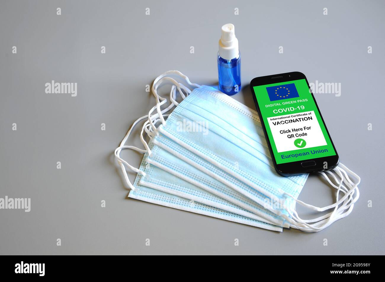 The digital green pass of the European Union with the QR code on the ...