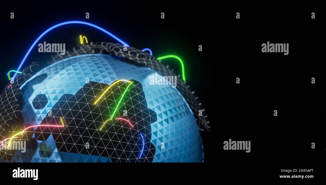 Polygonal 3D globe with line global connections.,Global social network ...