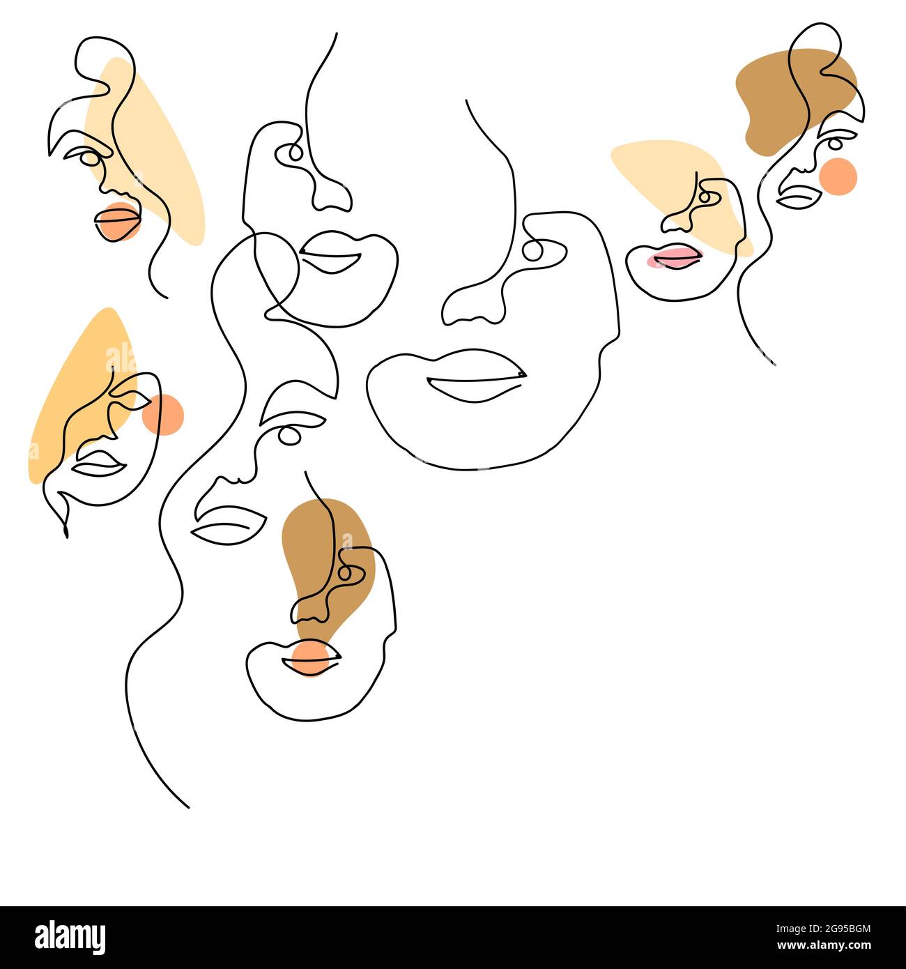Line art portraits Abstract faces with abstract shapes Hand draw Vector ...