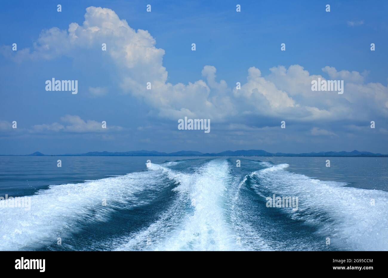 Water in the back of high speed boat Stock Photo - Alamy