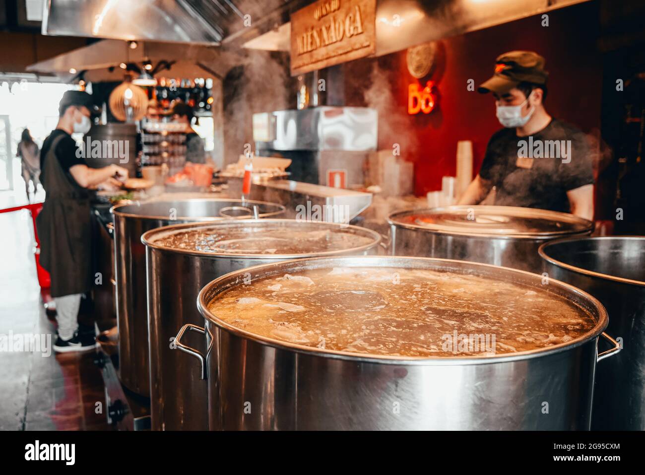 Street cafe with vietnamese food like pho bo Russia, Sochi, July, 2021 ...