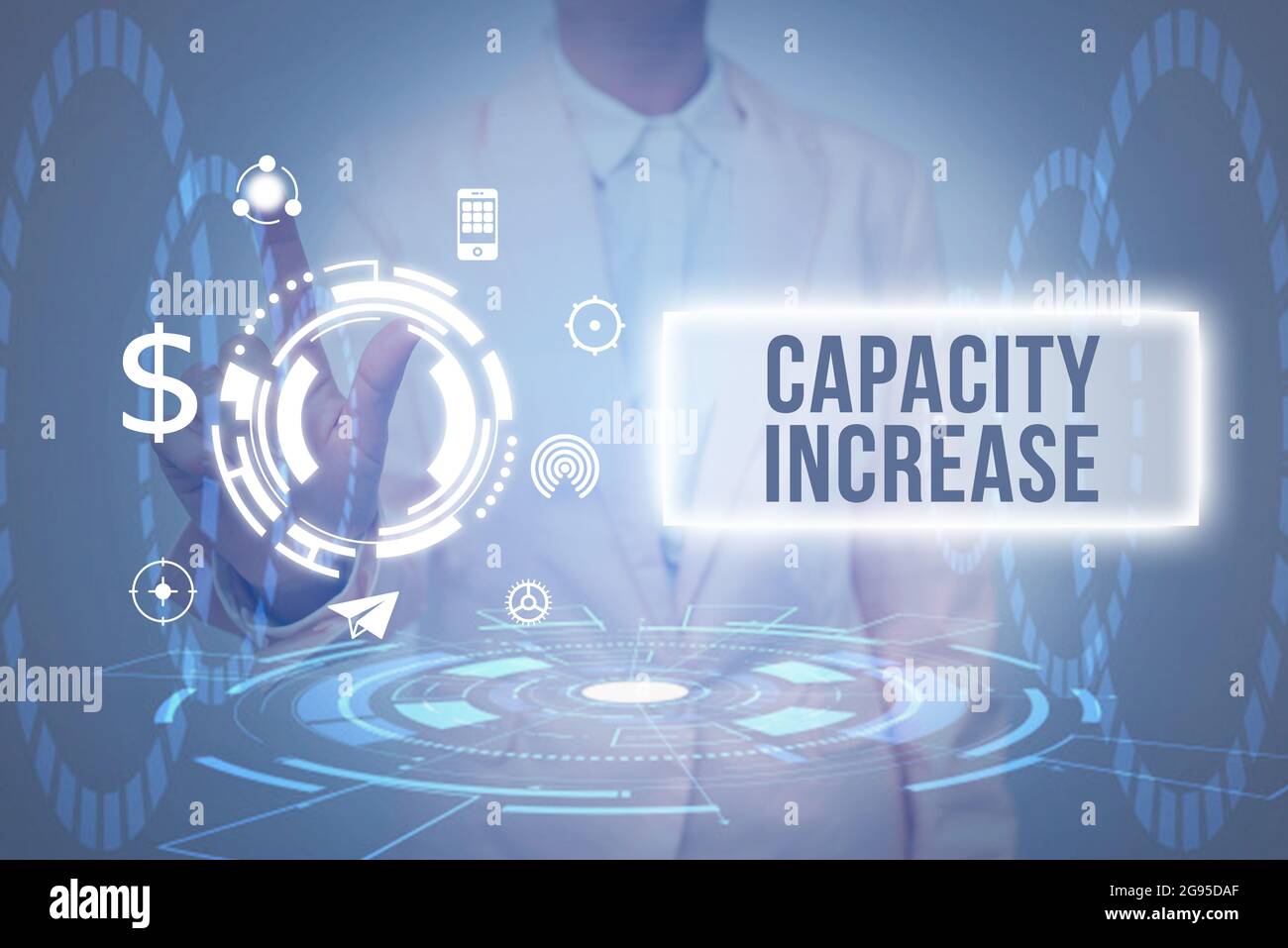 Text caption presenting Capacity Increase. Business showcase meet an ...