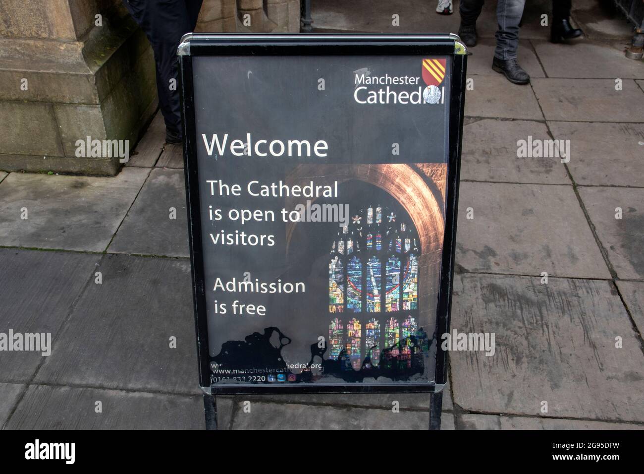 Billboard Manchester Cathedral At Manchester England 7-12-2019 Stock ...