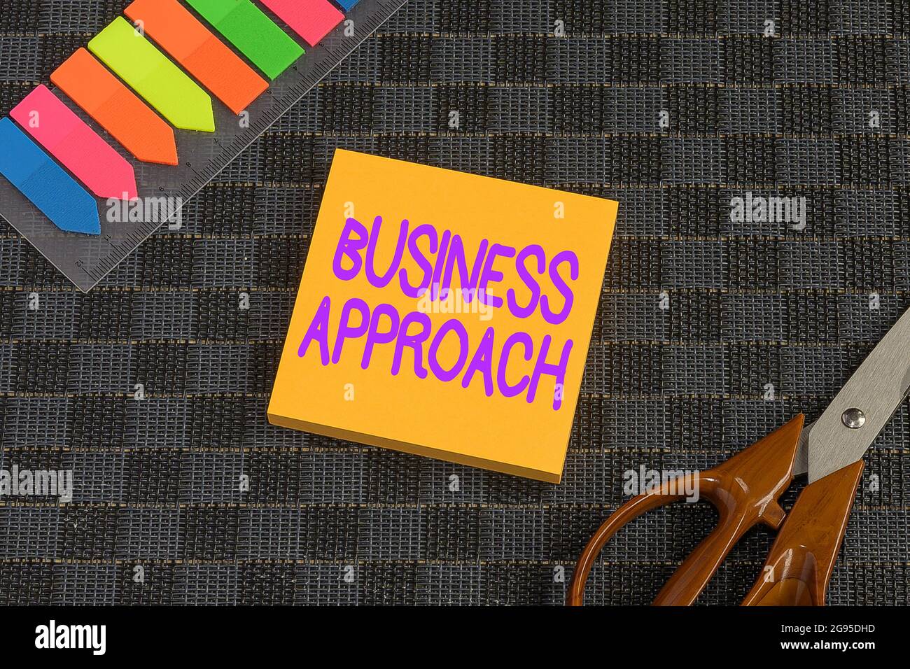 Text caption presenting Business Approach. Business approach long term ...