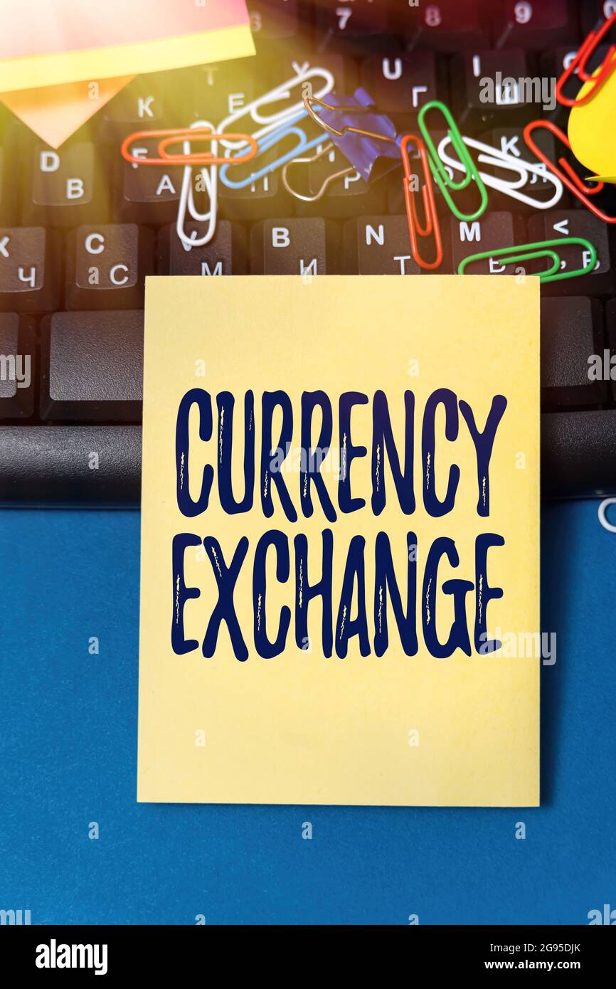 Text showing inspiration Currency Exchange. Word Written on rate at ...