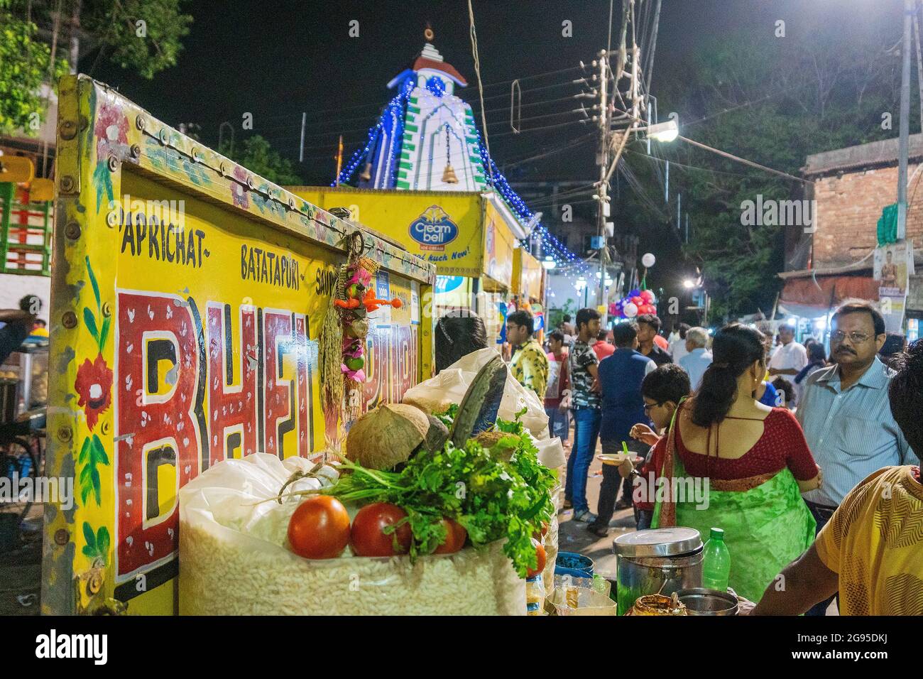 Howrah, West Bengal, India- April 14th 2019 : Murhi, narkol, tomato ...