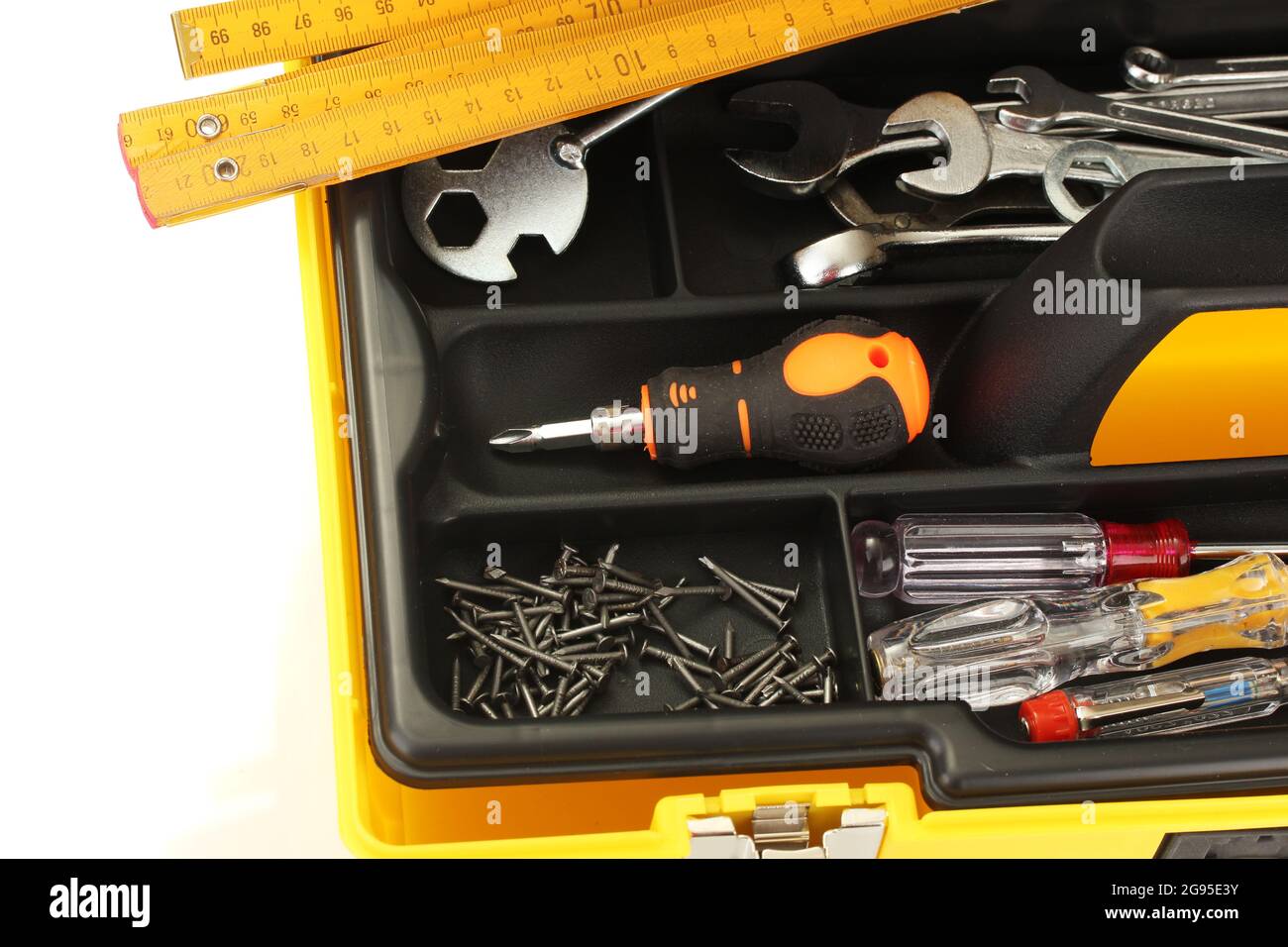 Tool box with tools close-up Stock Photo - Alamy