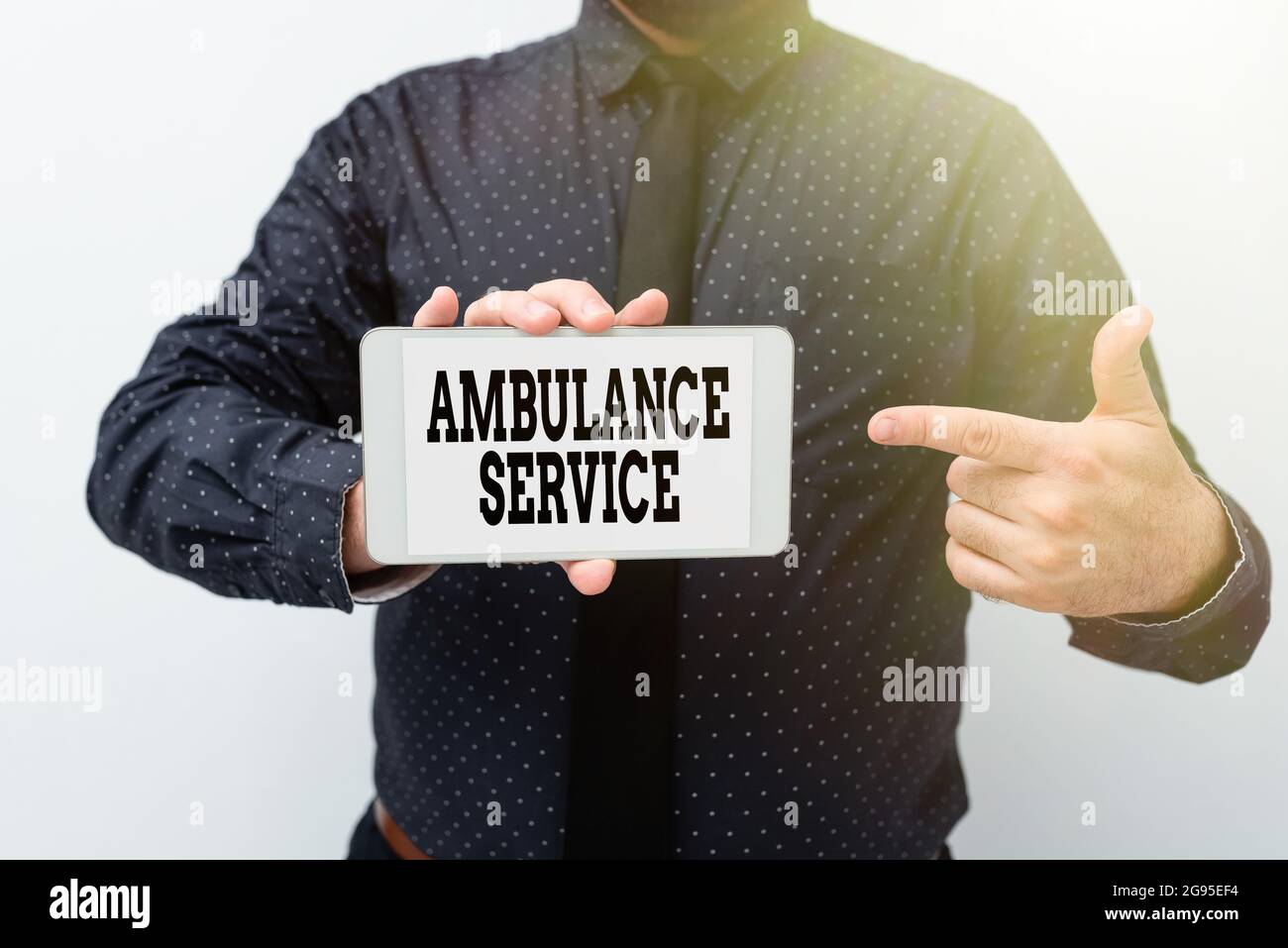 Text sign showing Ambulance Service. Concept meaning emergency response ...