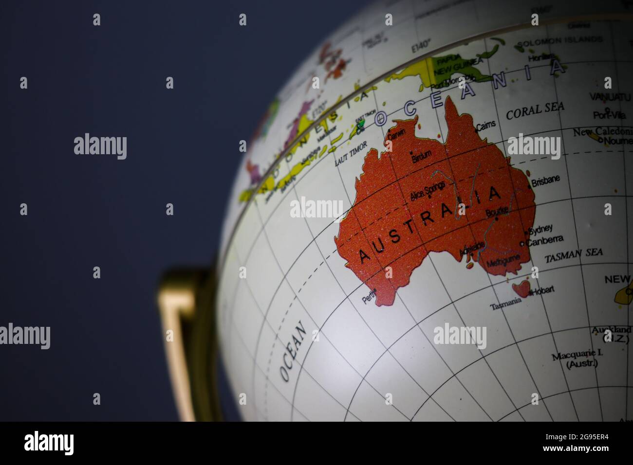 Globe of the World featuring Australia with a Dark Background Stock ...
