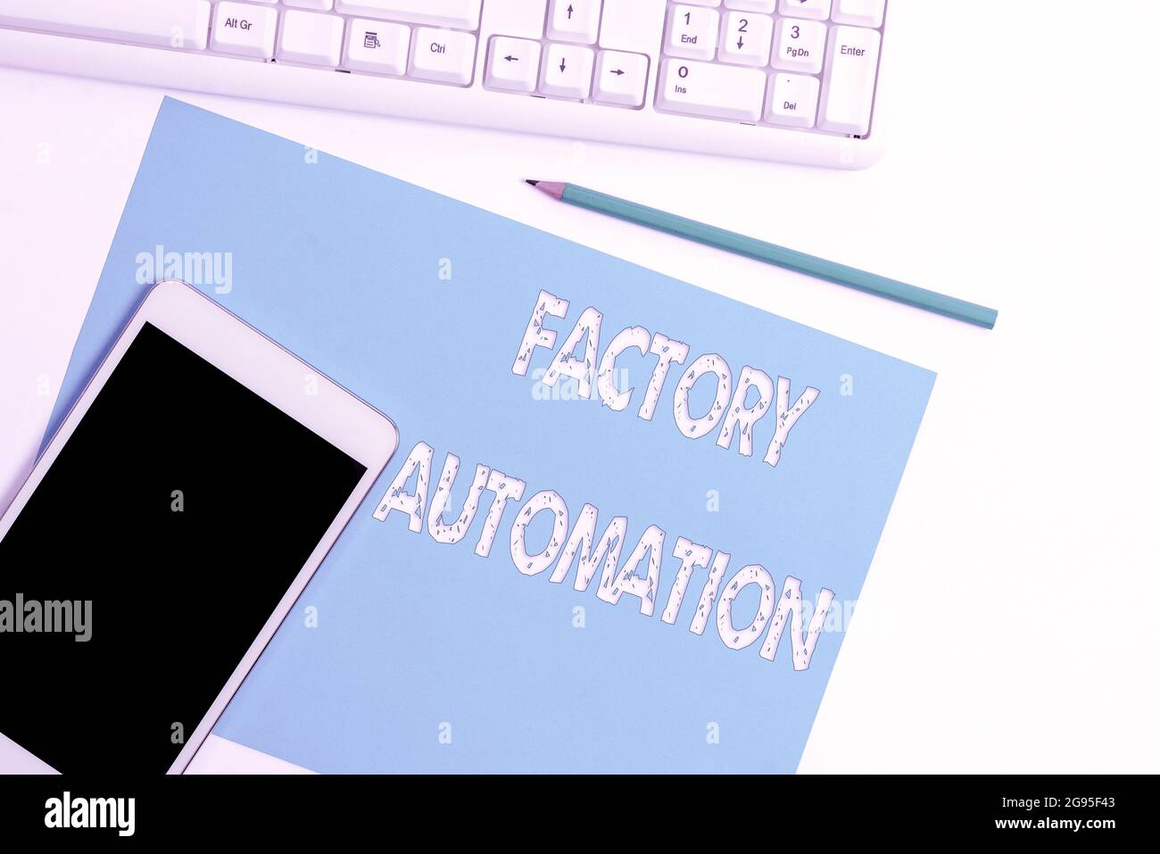 Sign displaying Factory Automation. Business showcase automatic ...