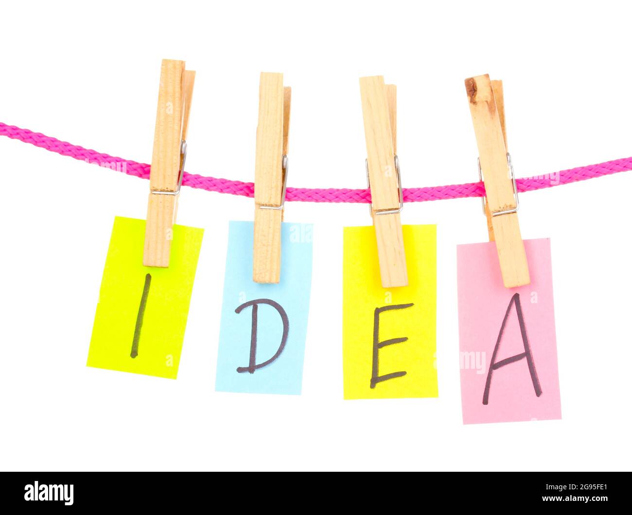 Colorful word hang on rope by wooden peg isolated on white Stock Photo ...