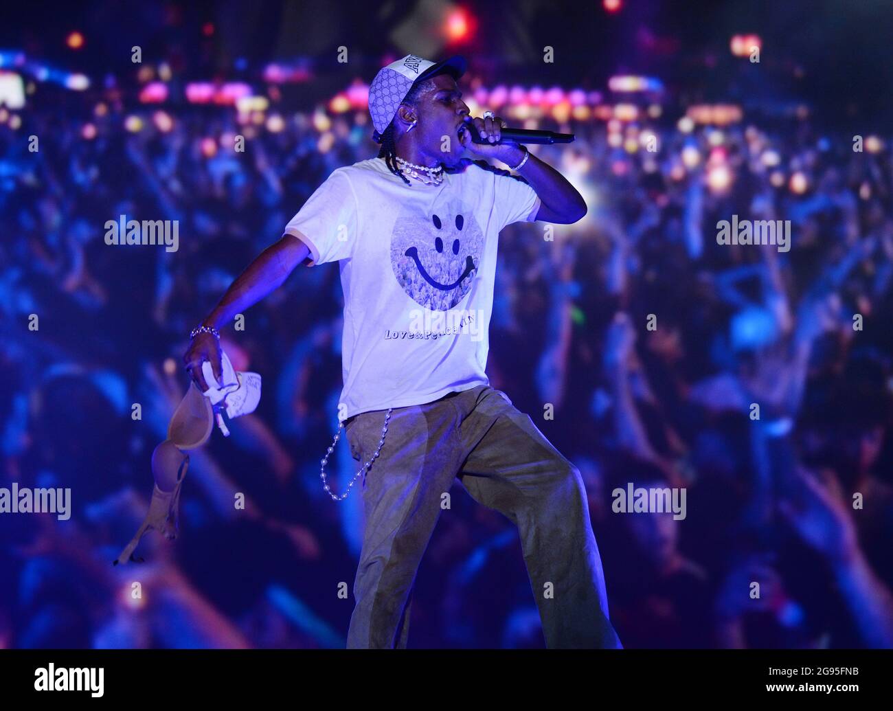 MIAMI GARDENS, FL - JULY 23: A$AP Rocky performs during Rolling Loud at ...