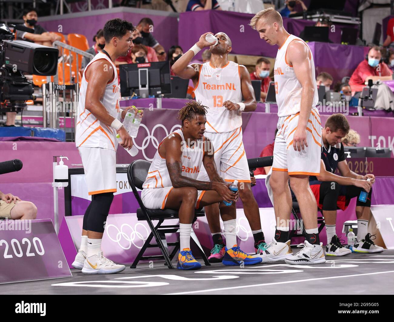 Koto, Japan. 24th July, 2021. Team Netherlands during a break in the ...