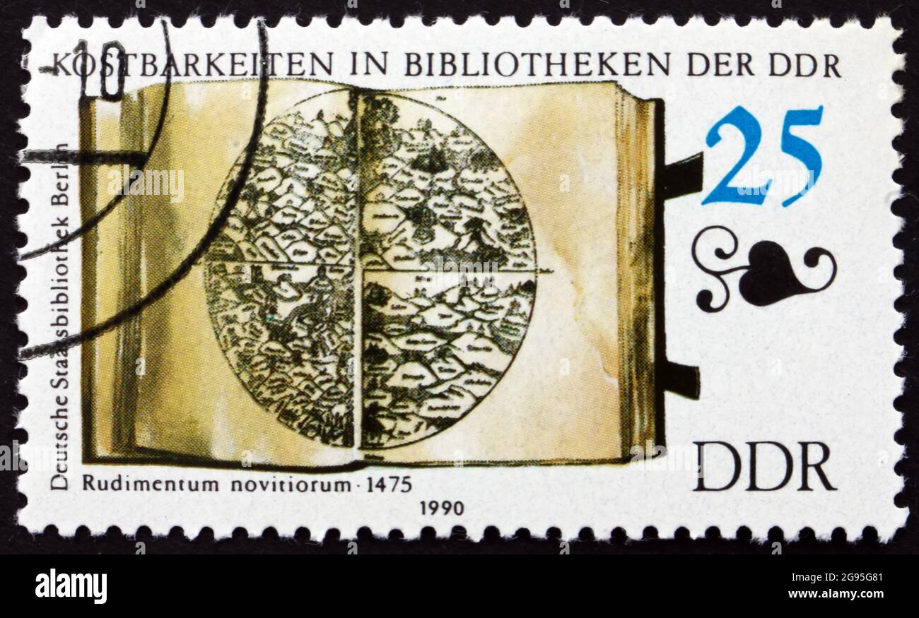 GDR - CIRCA 1990: a stamp printed in GDR shows Rudimentum Novitiorum ...
