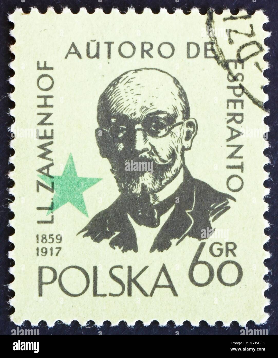 POLAND - CIRCA 1959: a stamp printed in the Poland shows Lazarus Ludwig ...