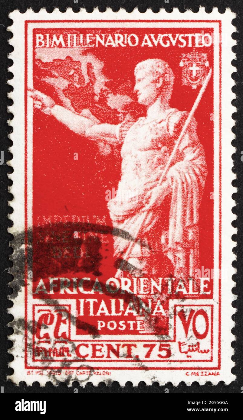 ITALY - CIRCA 1937: a stamp printed in the Italy shows Emperor Augustus ...