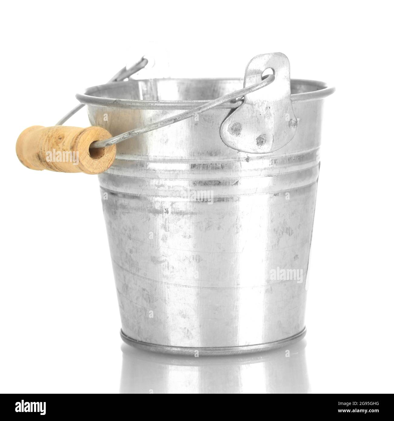 empty metal bucket isolated on white Stock Photo - Alamy