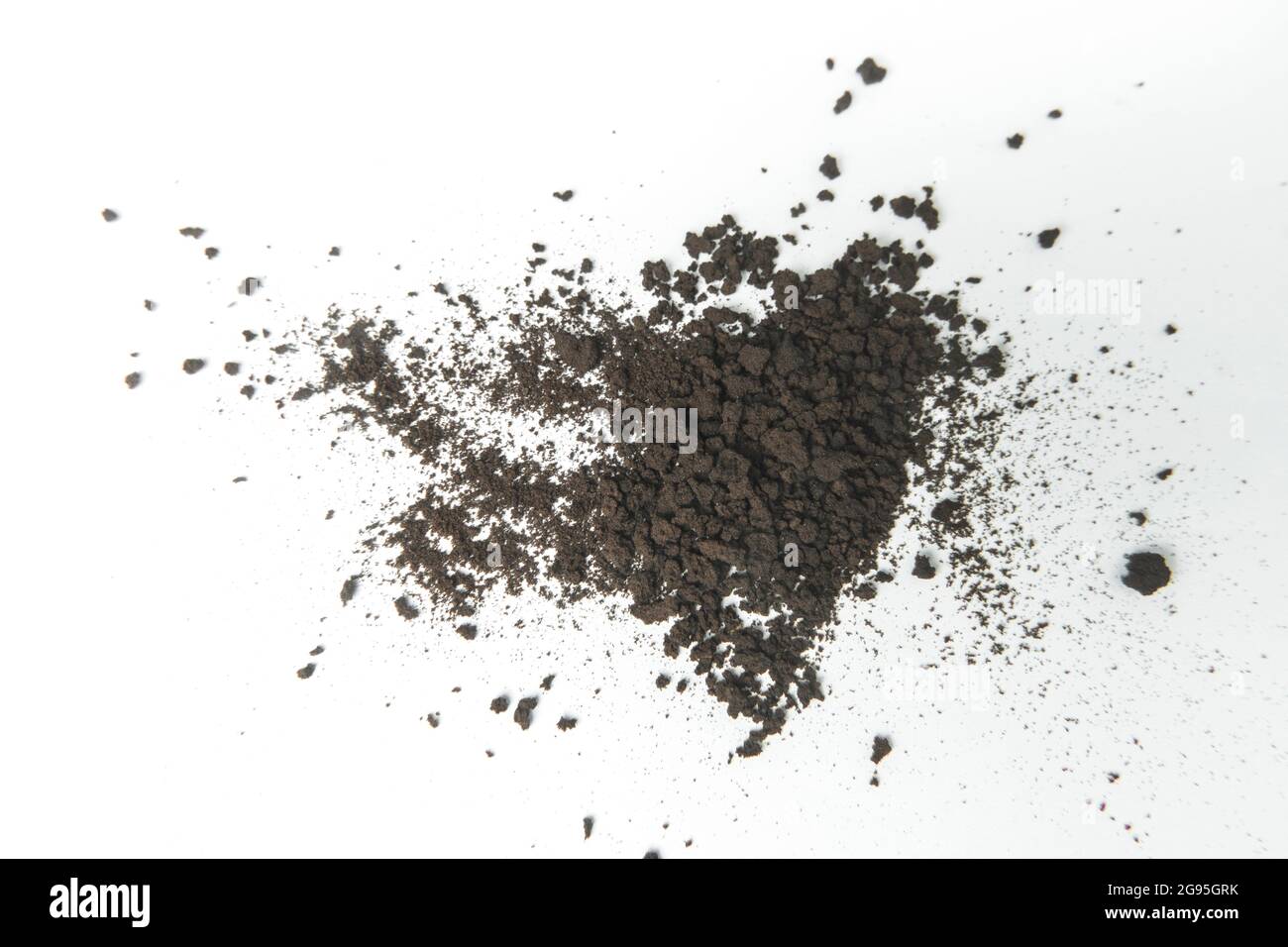 Macro instant coffee powder isolated on a white background. closeup ...