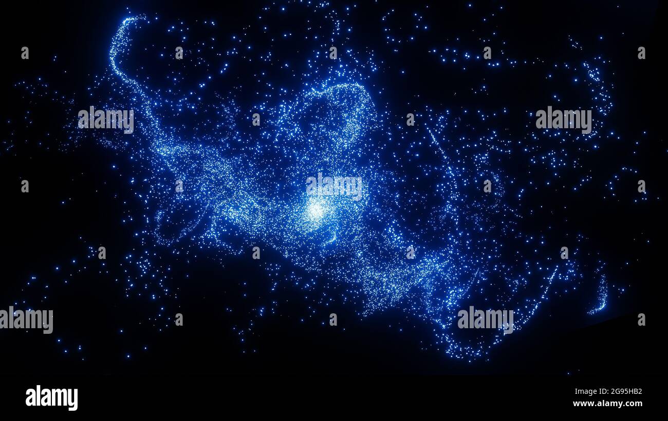 Abstract background with swirl and moving and flicker shining blue ...