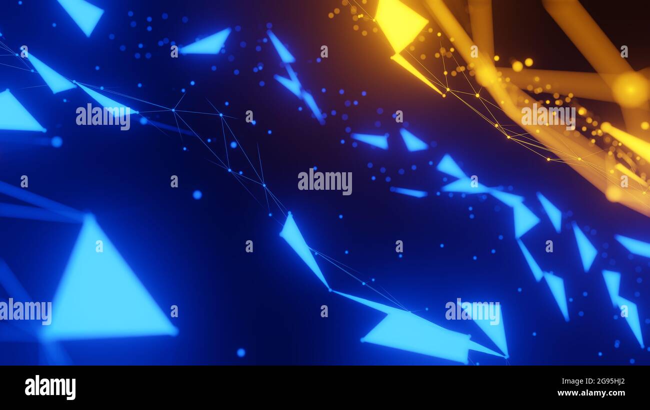 Abstract plexus blue and orange geometric shapes.,Communication And ...