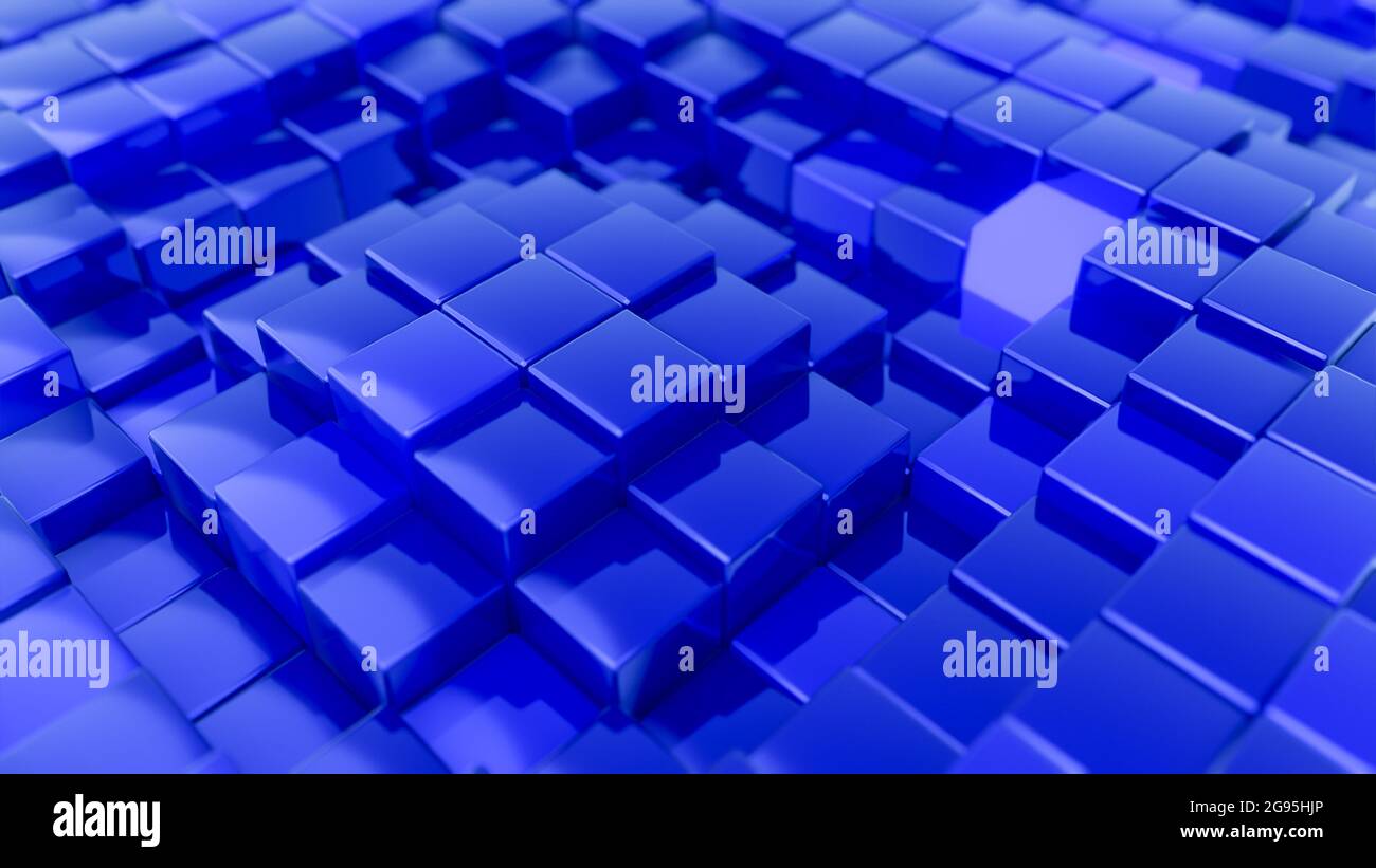 Minimalistic waves pattern made of cubes. Abstract Blue Cubic Waving ...