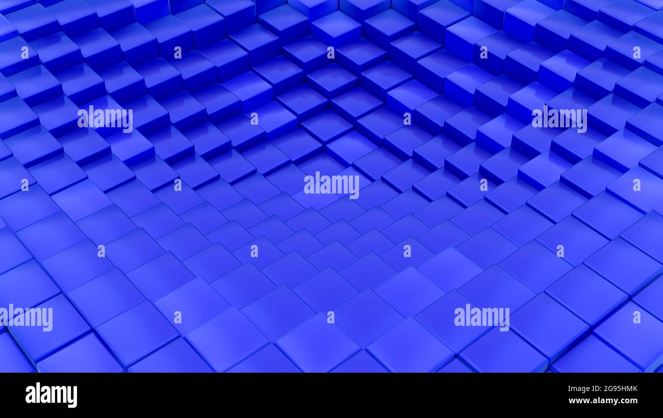 Minimalistic waves pattern made of cubes. Abstract Blue Cubic Waving ...
