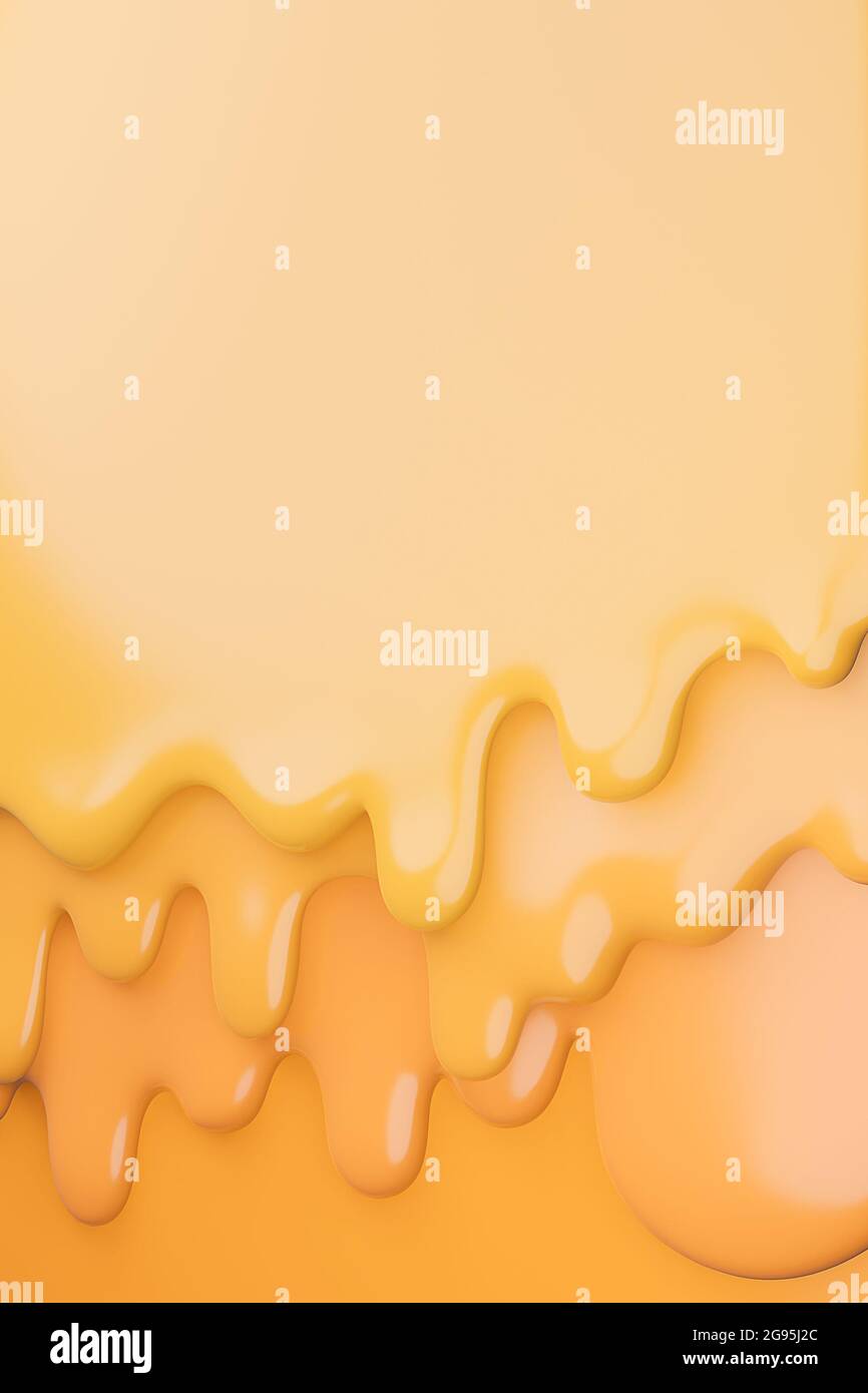 Cheese creamy liquid drips.,cheese melt on yellow background.,3d model ...