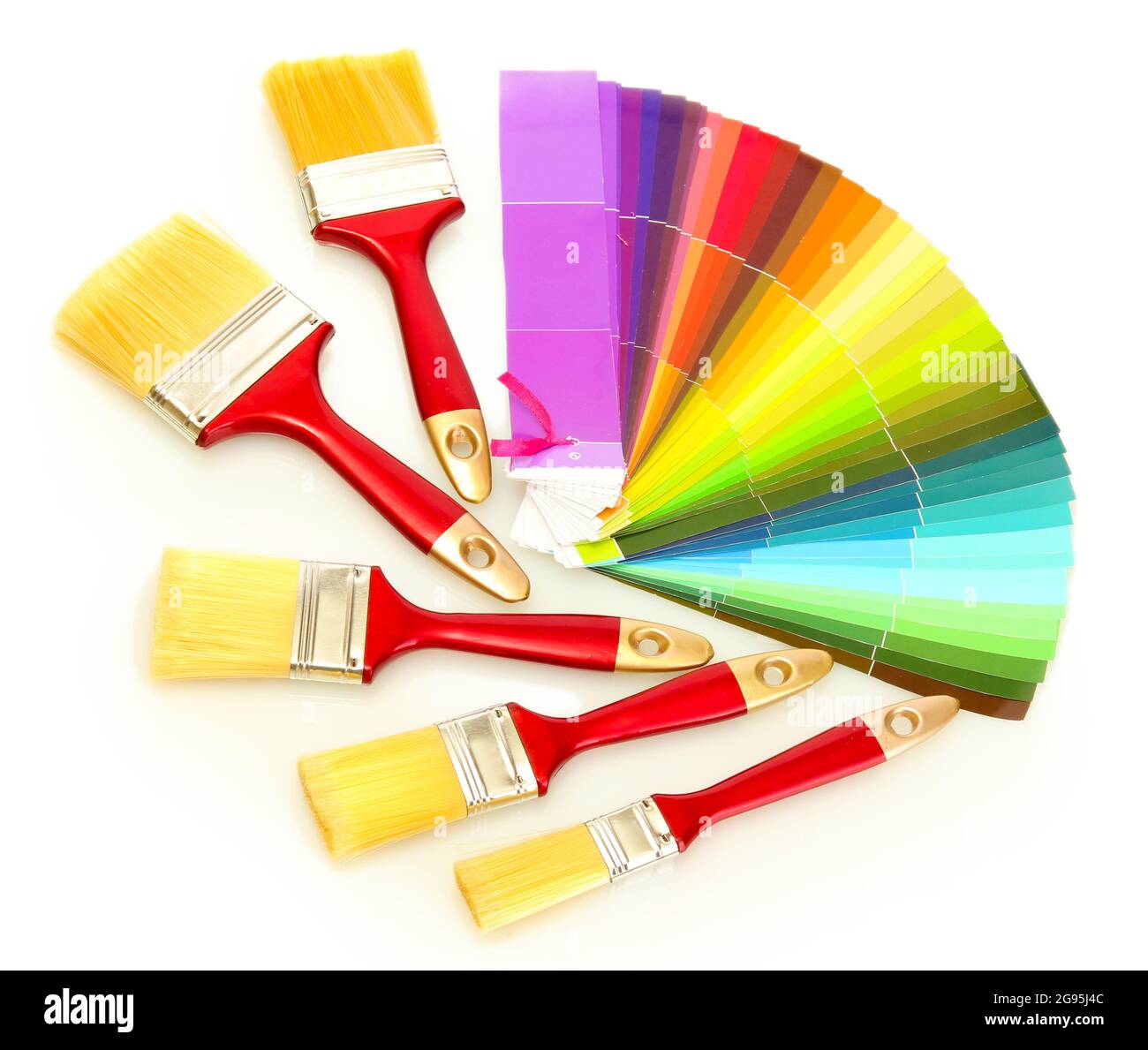 paint brushes and bright palette of colors isolated on white Stock ...