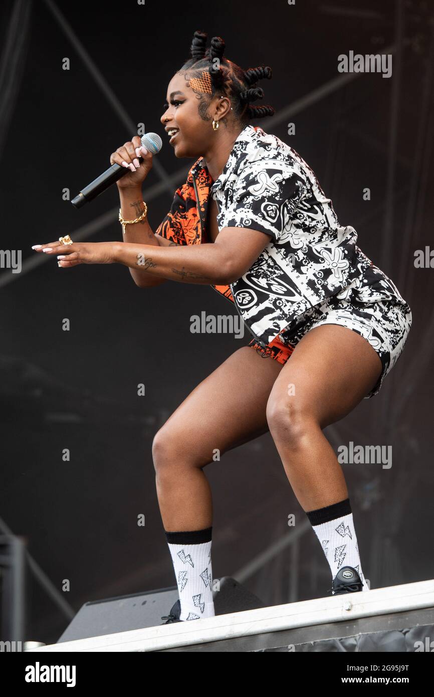 Southwold, UK. 24 July 2021. Nadia Rose performing on the second day of ...