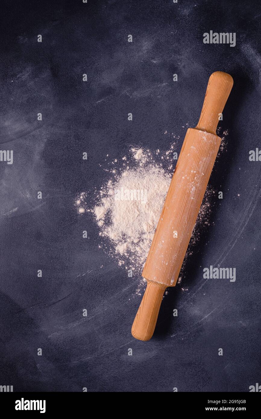 Table with baking products and tools. Culinary, baking concept Stock ...