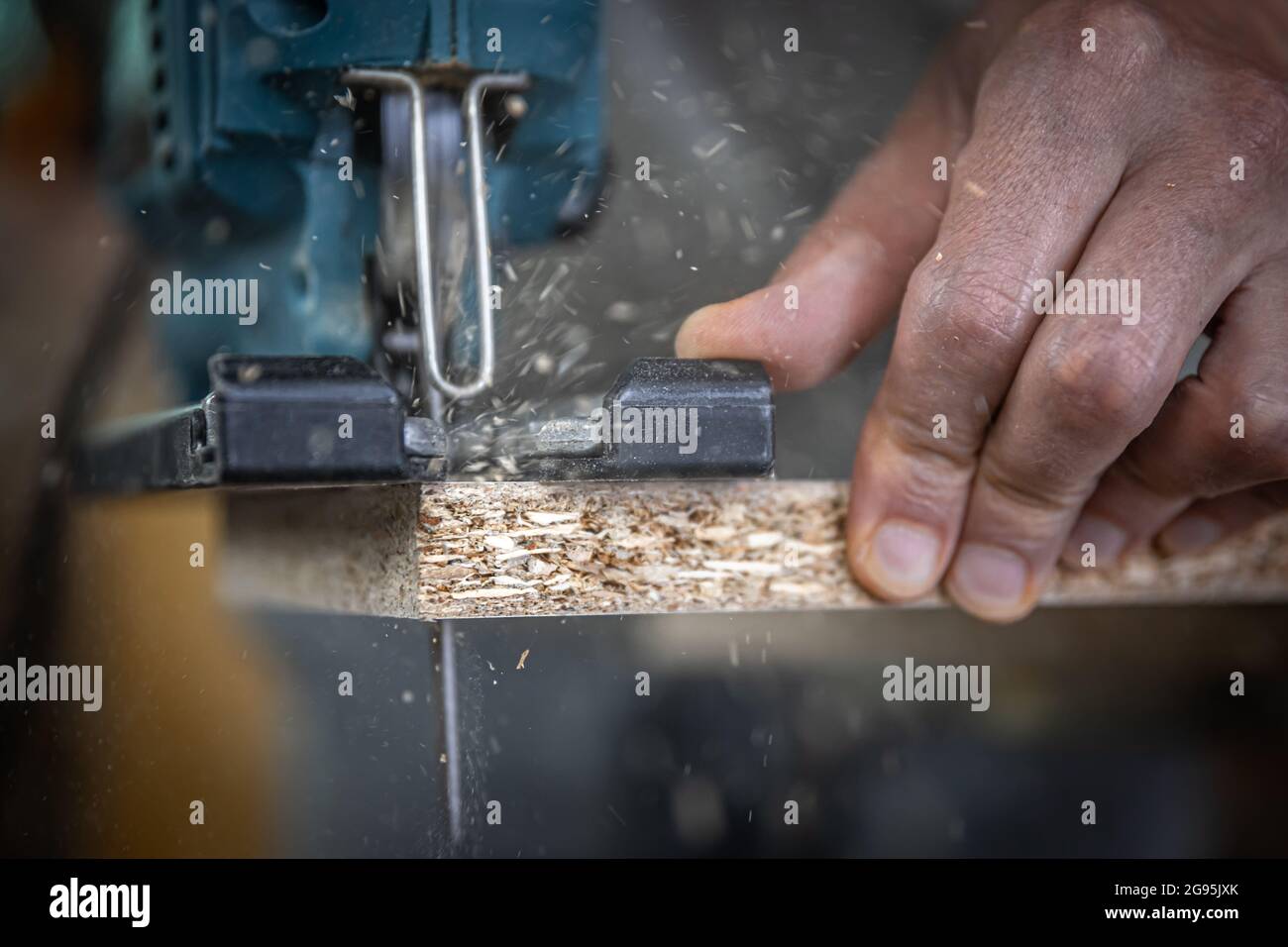 Laminate cutting process electric jigsaw hi-res stock photography and ...