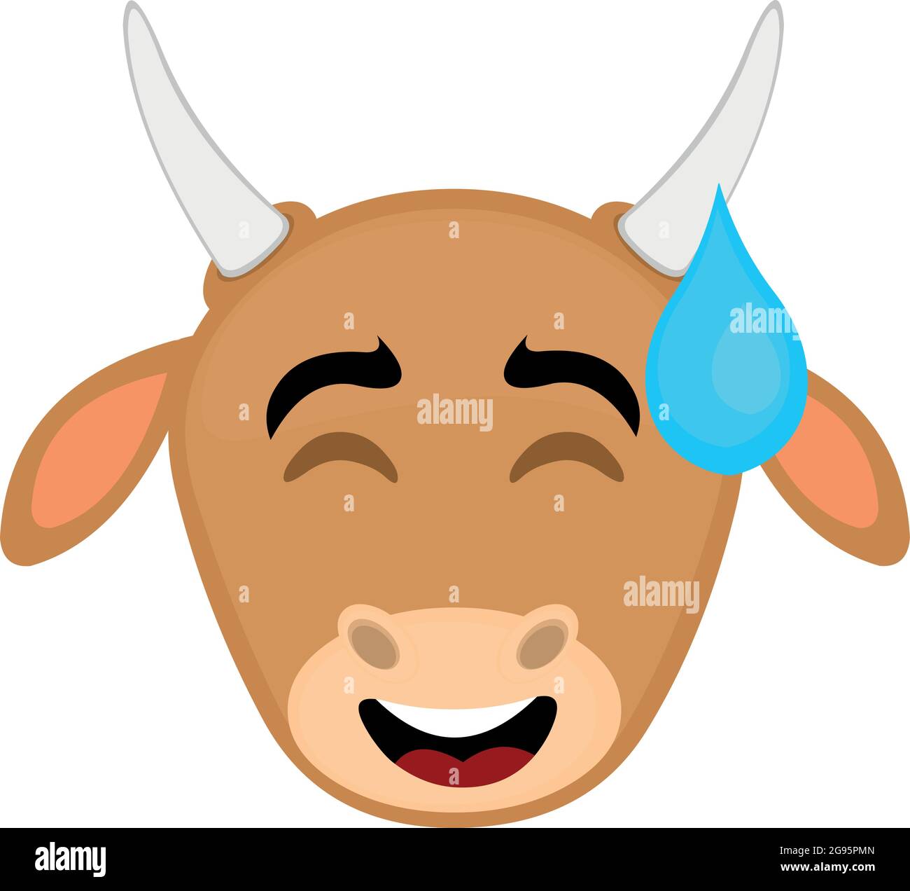 Vector emoticon illustration cartoon of a cow's head emoticon with an ...