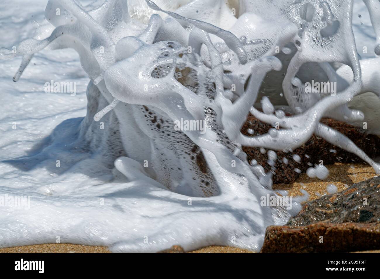 Just sea ocean waves on beach daytime Stock Photo - Alamy