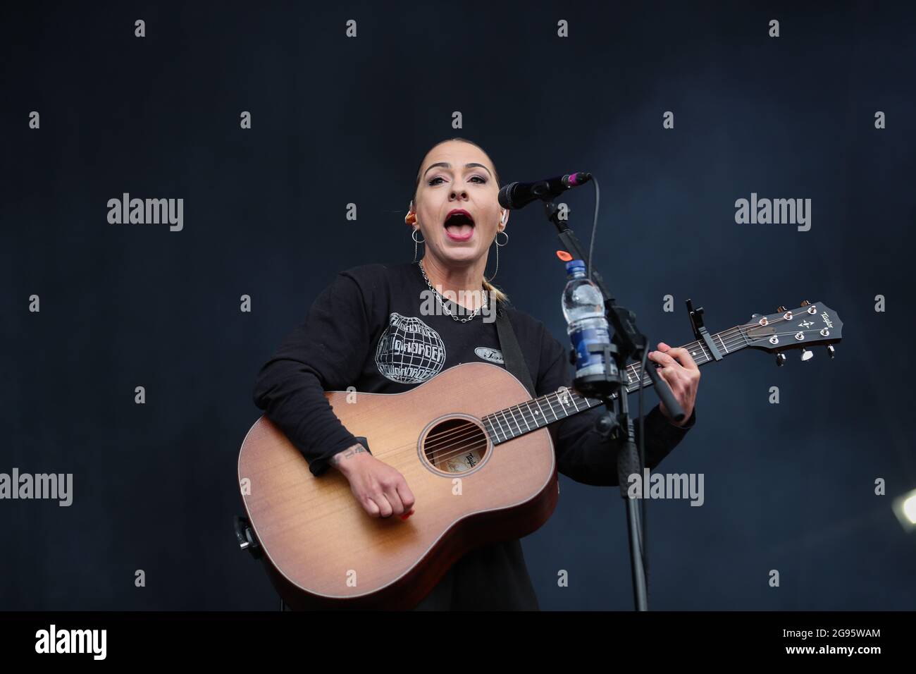 Lucy Spraggan performs on the main stage during Day Two of Tramlines ...