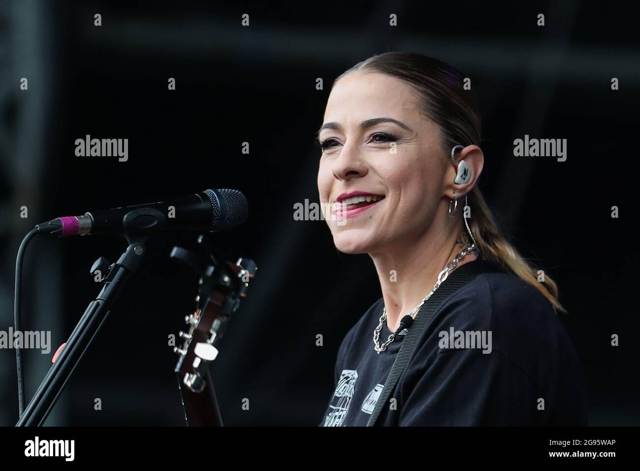 Lucy Spraggan performs on the main stage during Day Two of Tramlines ...