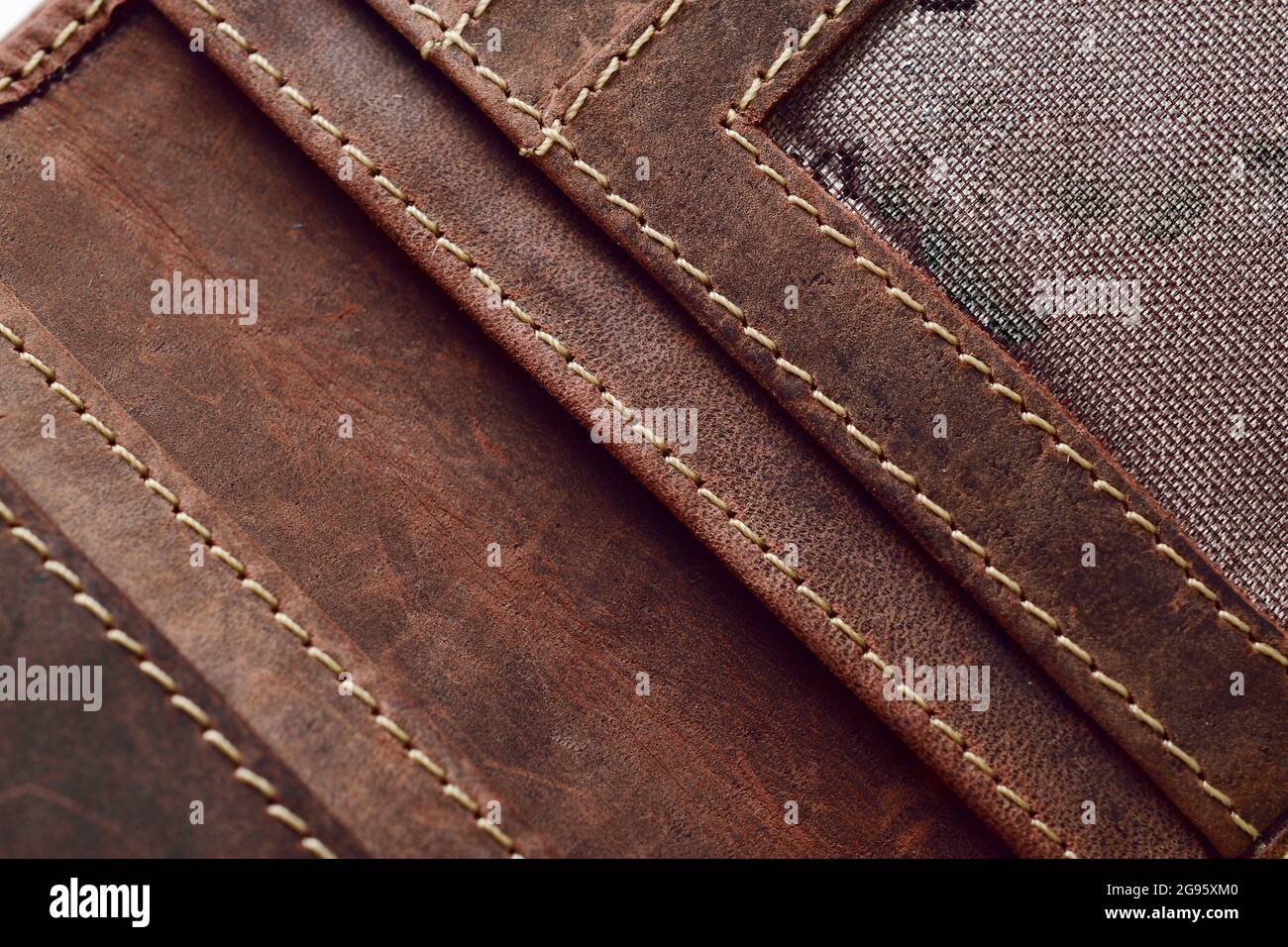 Closeup Of Leather Wallet Stitches texture Stock Photo - Alamy