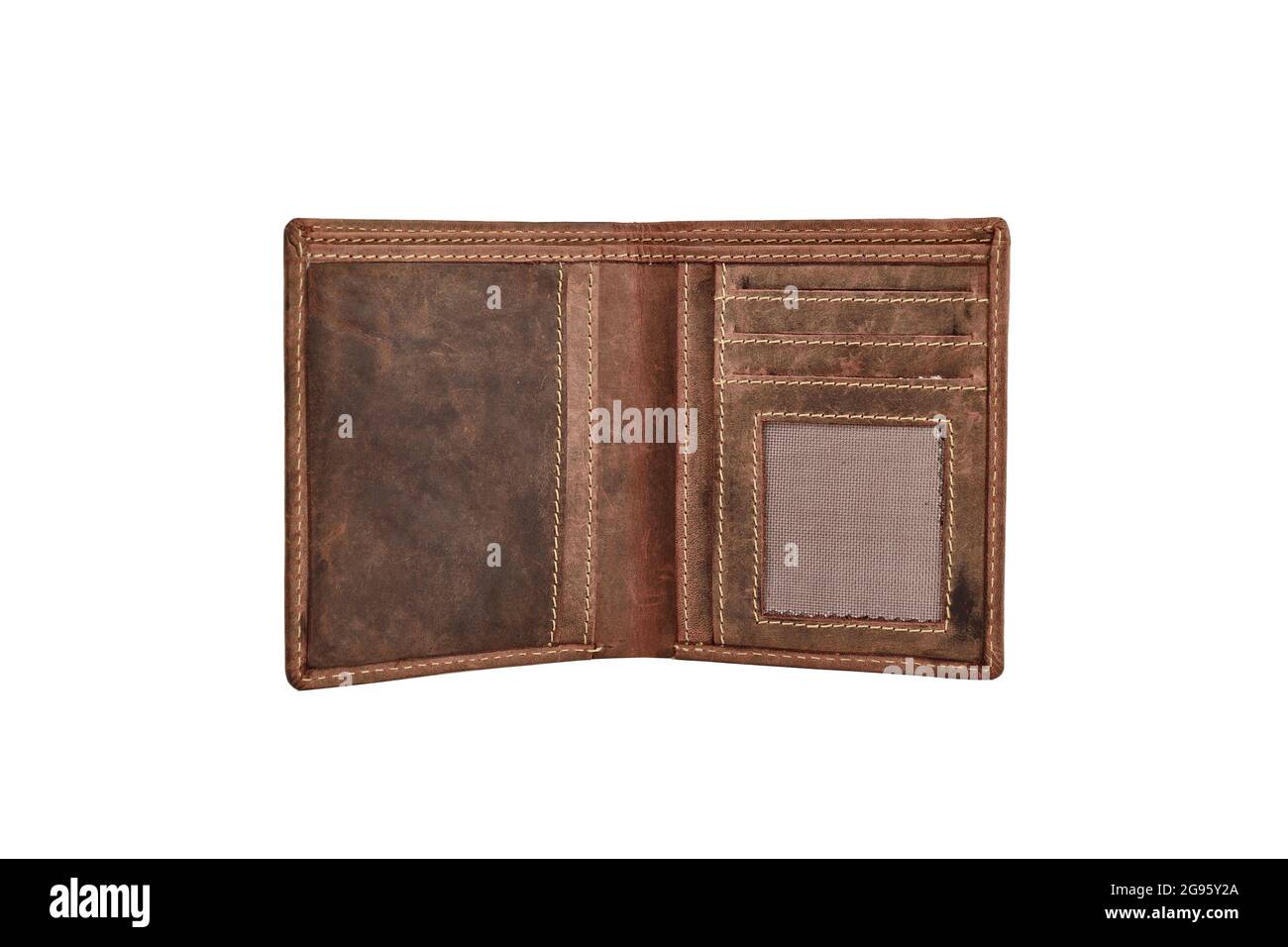 Empty leather wallet isolated on white background with clipping path ...